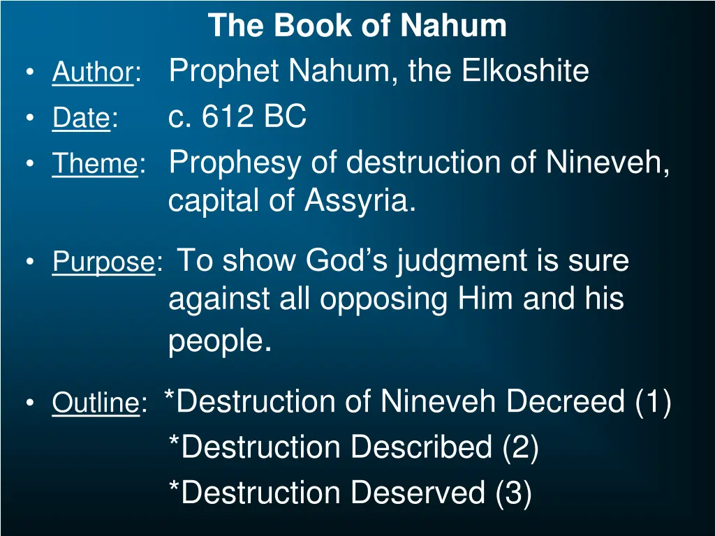 PPT - The Prophets: Obadiah, Jonah, Micah, Nahum, Habakkuk, and Zephaniah PowerPoint ...