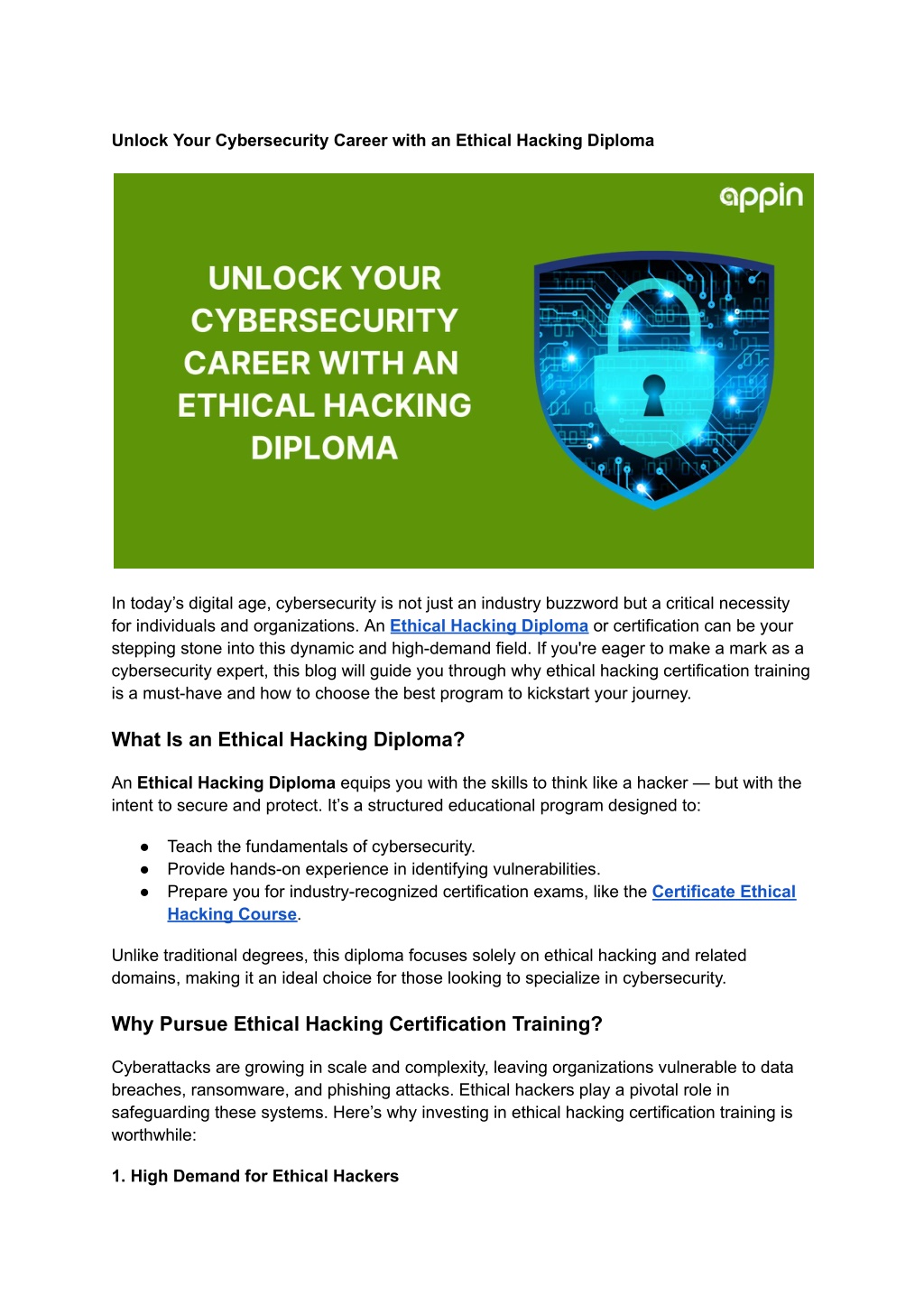 PPT - Unlock Your Cybersecurity Career with an Ethical Hacking Diploma ... PPT - Unlock Your Cybersecurity Career with an Ethical Hacking Diploma ...