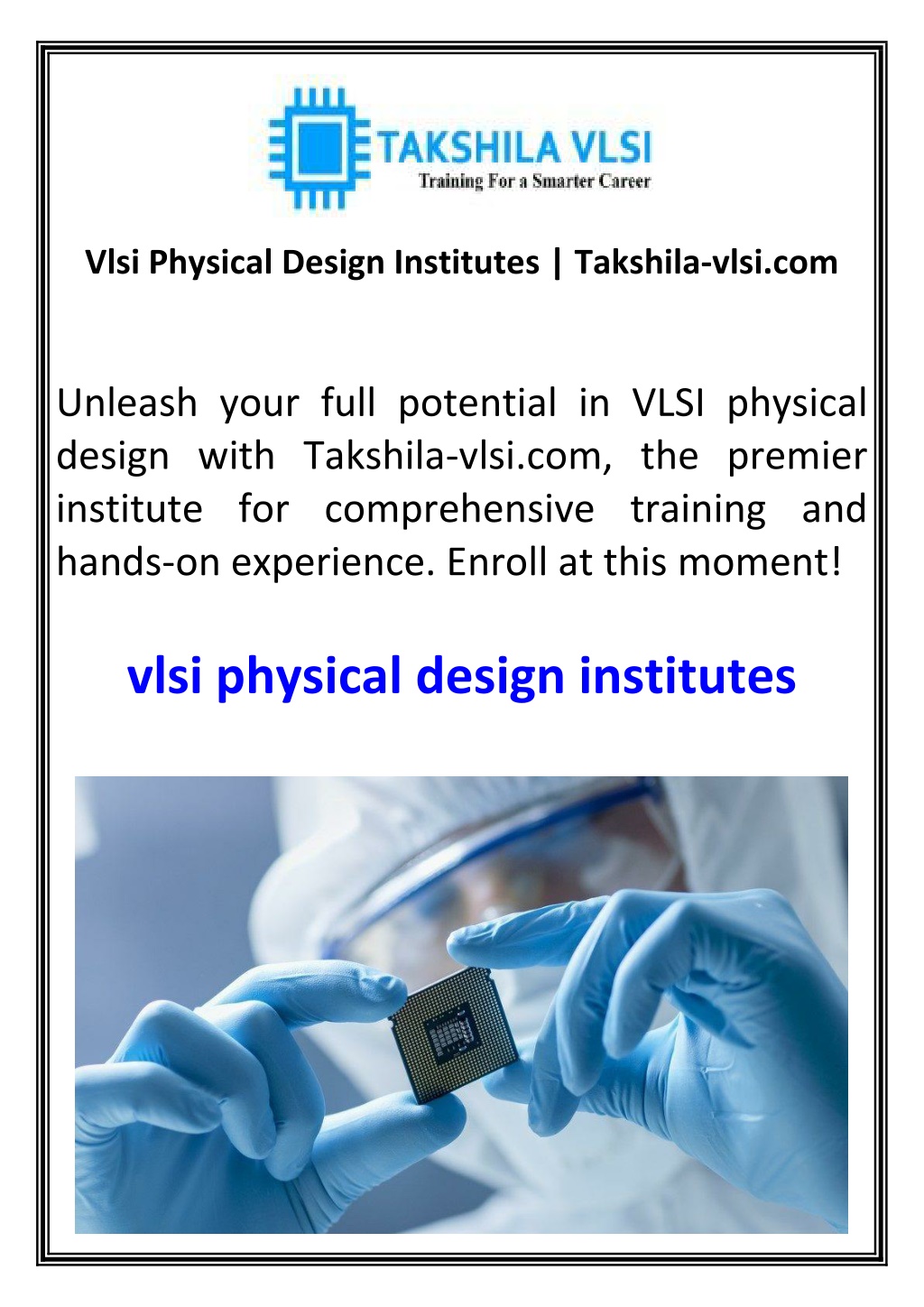PPT - Vlsi Physical Design Institutes Takshila-vlsi.com PowerPoint ...