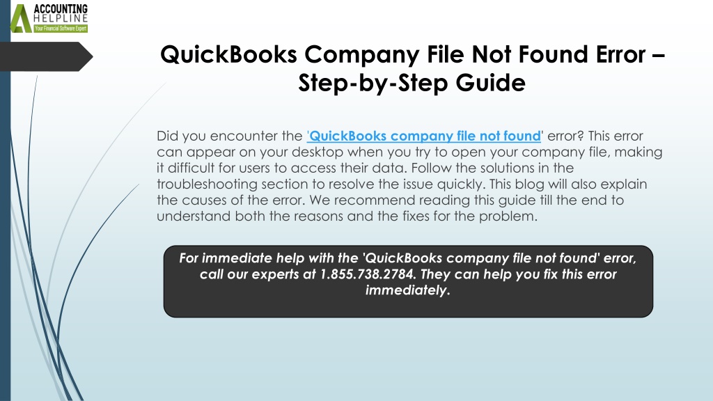 PPT - How to Fix QuickBooks Company File Not Found Without Data Loss ...